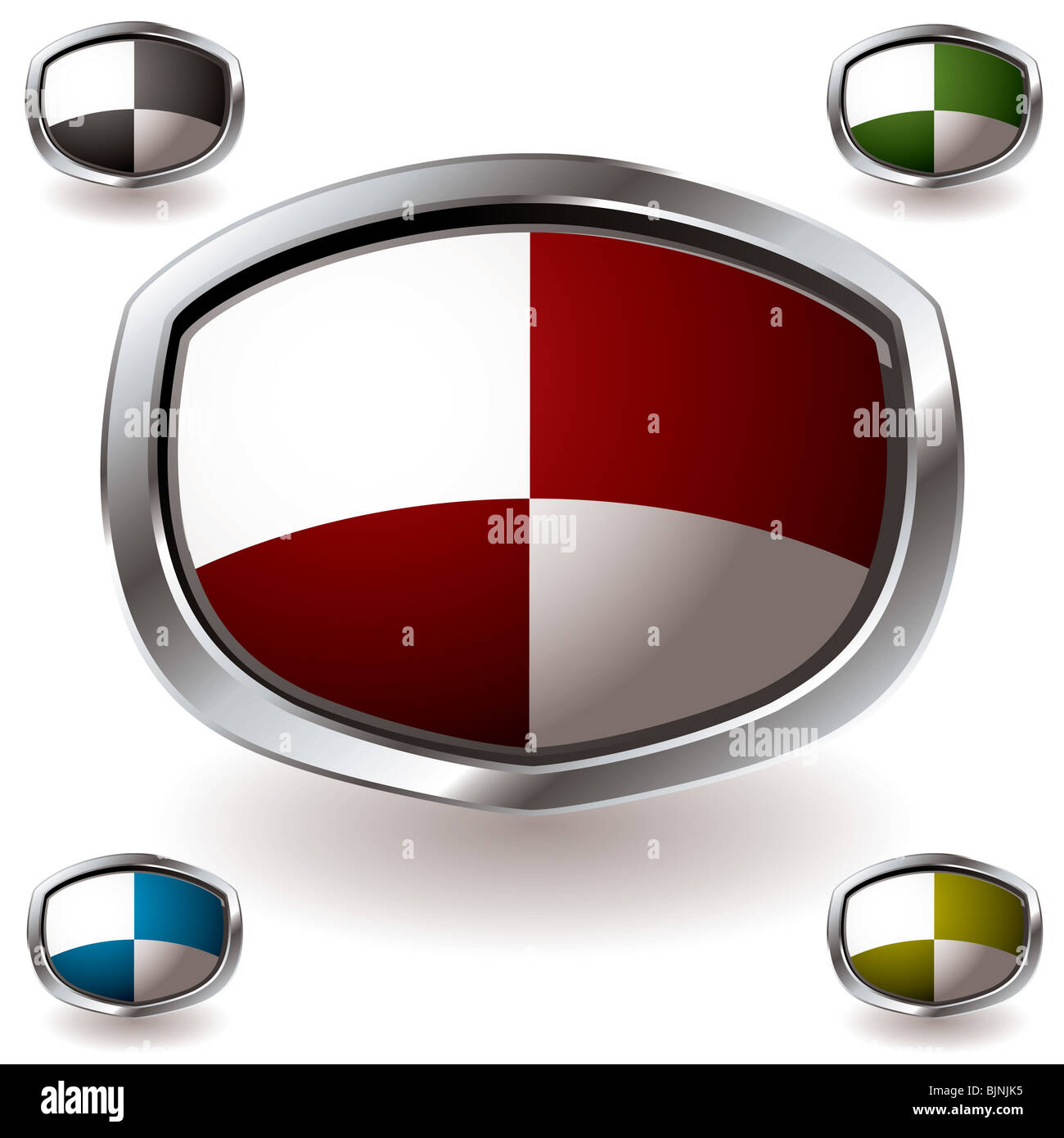 Modern heraldry shield with square pattern and silver metal bevel edge ...