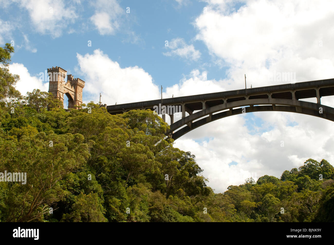 Long Bay Bridge with distinctive towers from the 19th century, Cammeray ...