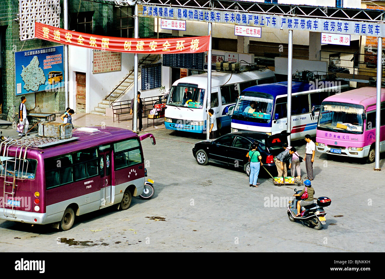 Asia, China, Yunnan Province, Yuanjiang. Downtown station for country ...
