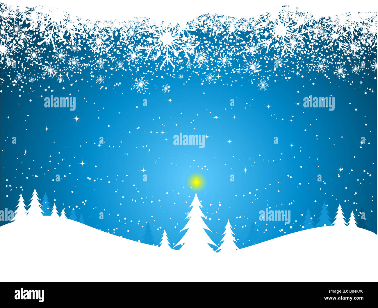 Winter scene with snowy border Stock Photo - Alamy