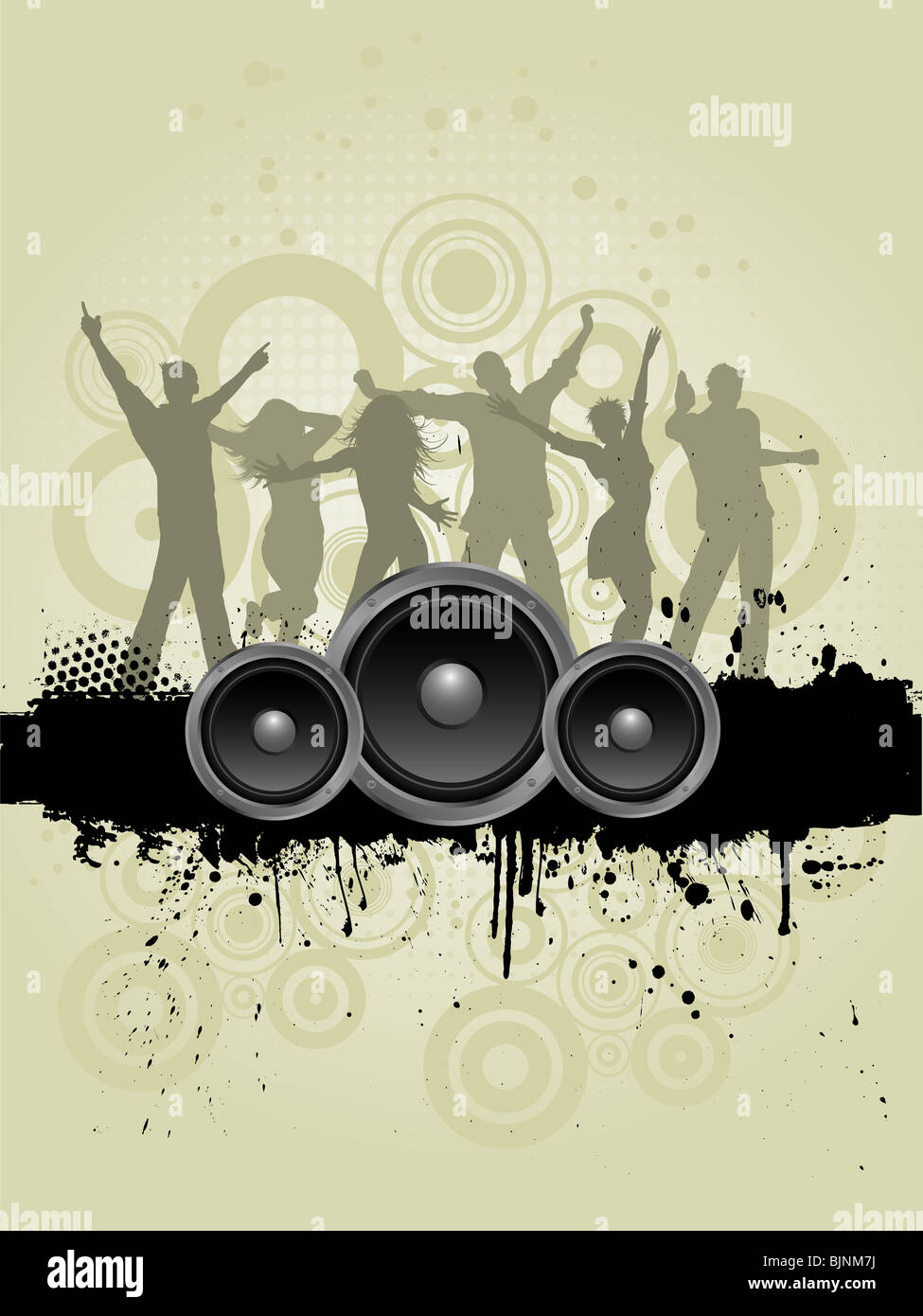 Silhouettes of people dancing on grunge background Stock Photo - Alamy