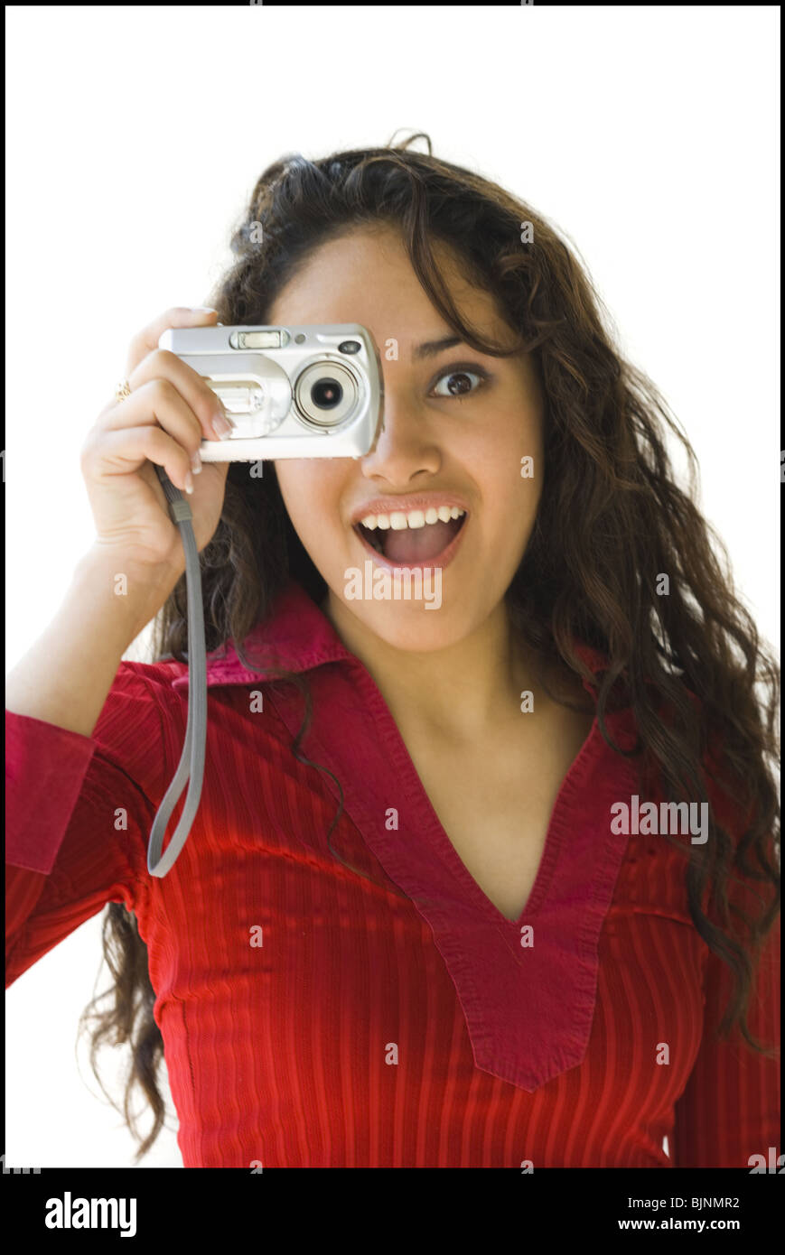 Woman with camera Stock Photo - Alamy