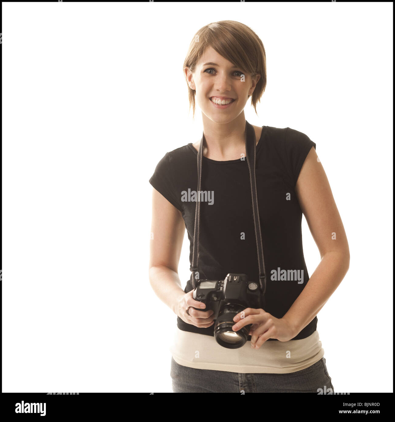Teenage girl with a camera Stock Photo - Alamy