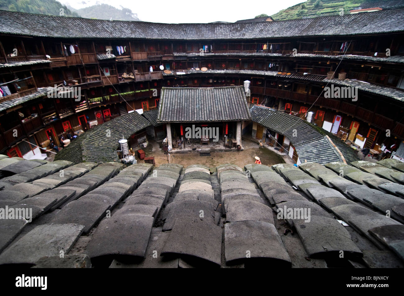 A view of a Tulou building from the inside Stock Photo - Alamy