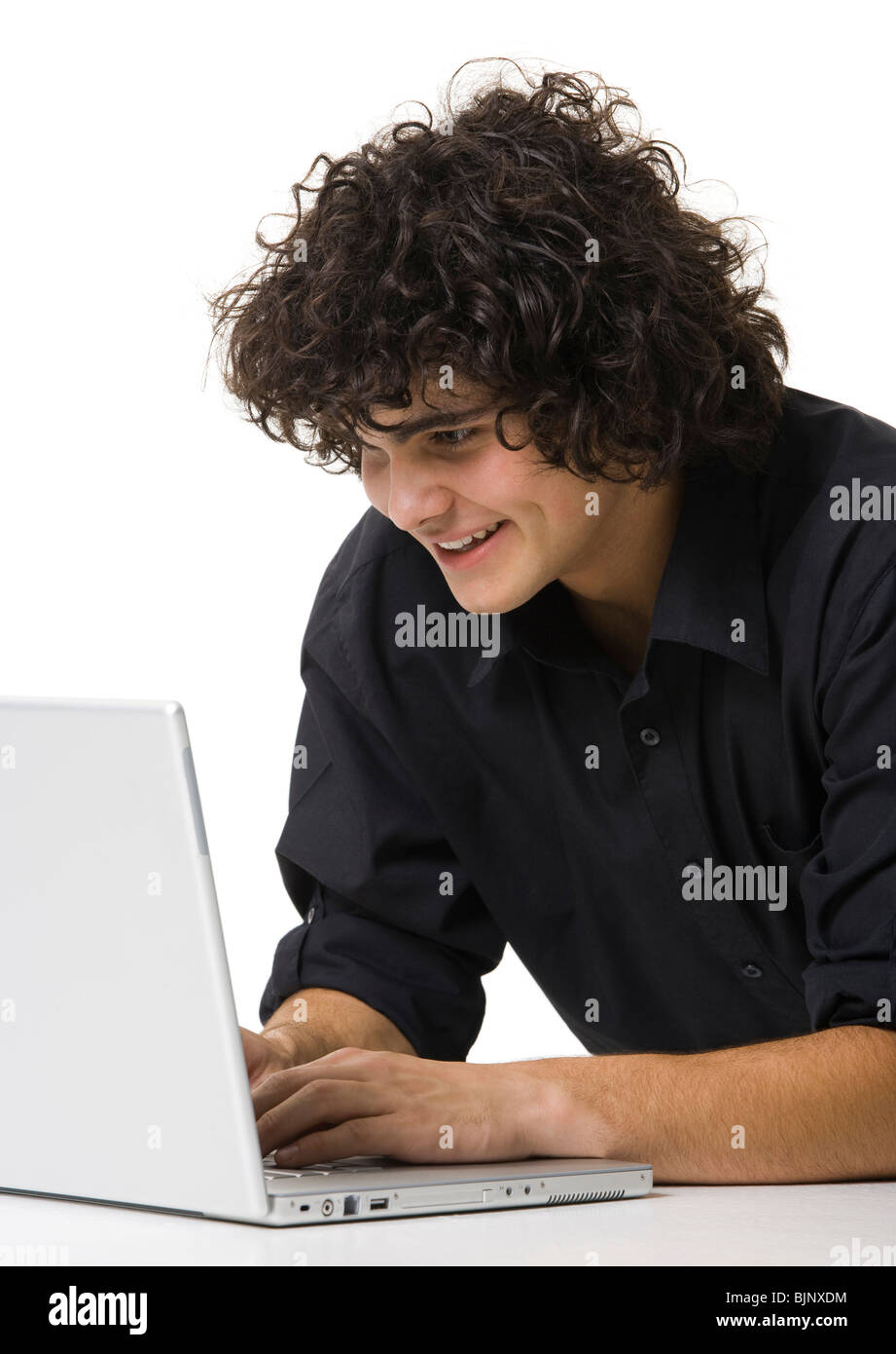 Portrait of man with laptop Stock Photo - Alamy
