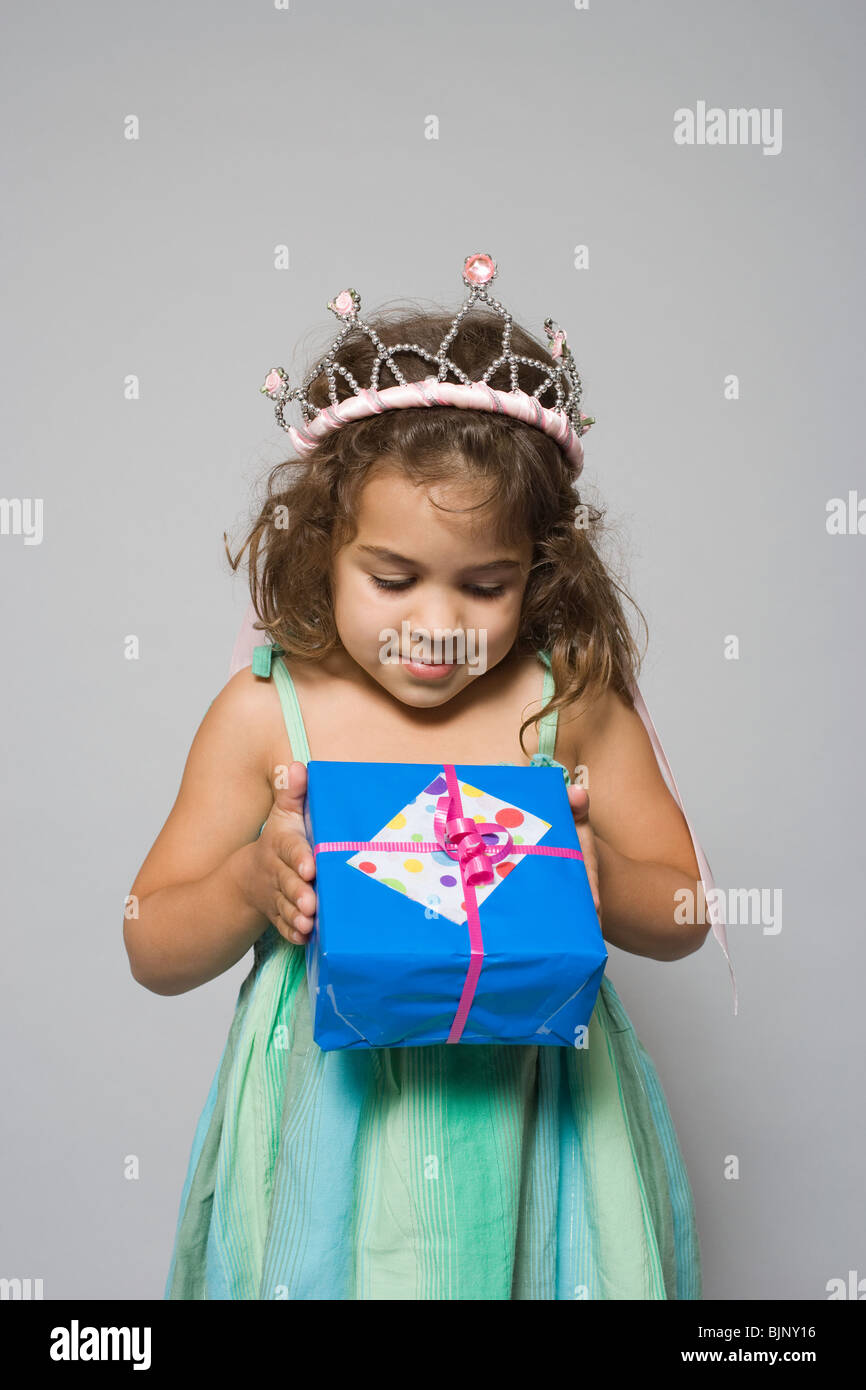 Girl with a gift Stock Photo - Alamy
