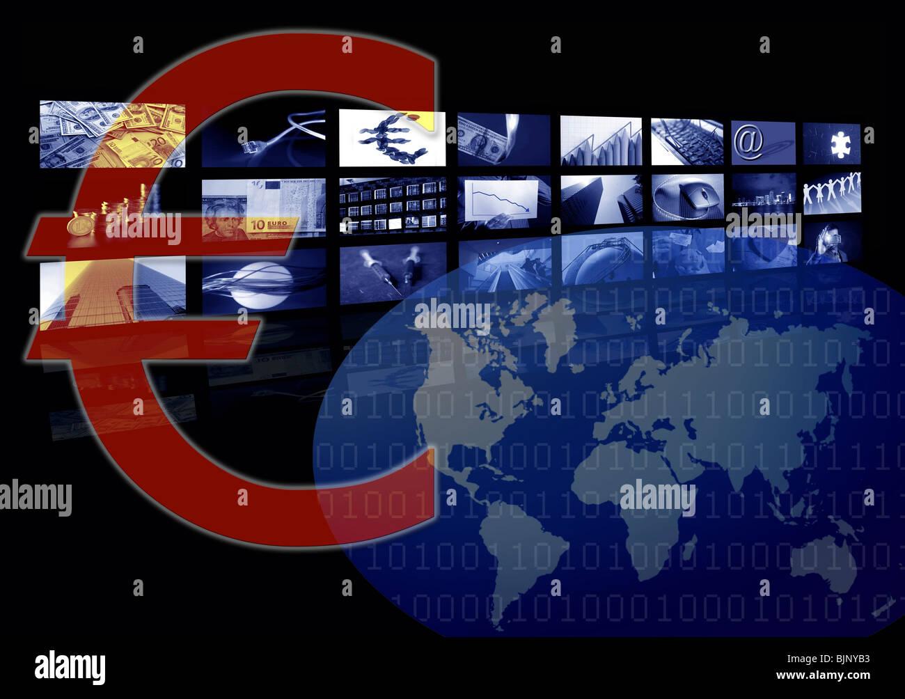Euro Business corporate image from europe currency, multiple screen ...