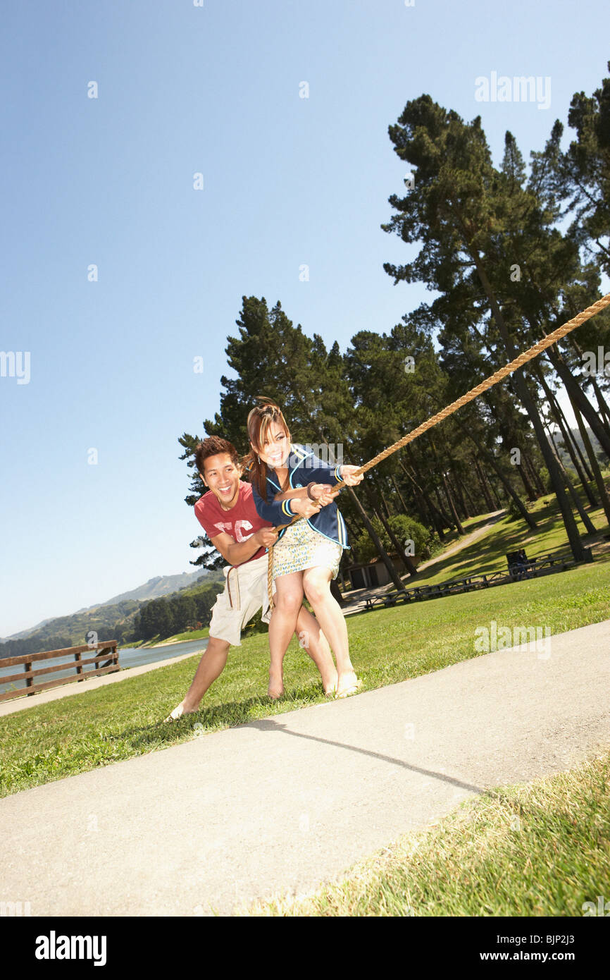 Multi ethnic playing tug of war hi-res stock photography and images - Alamy