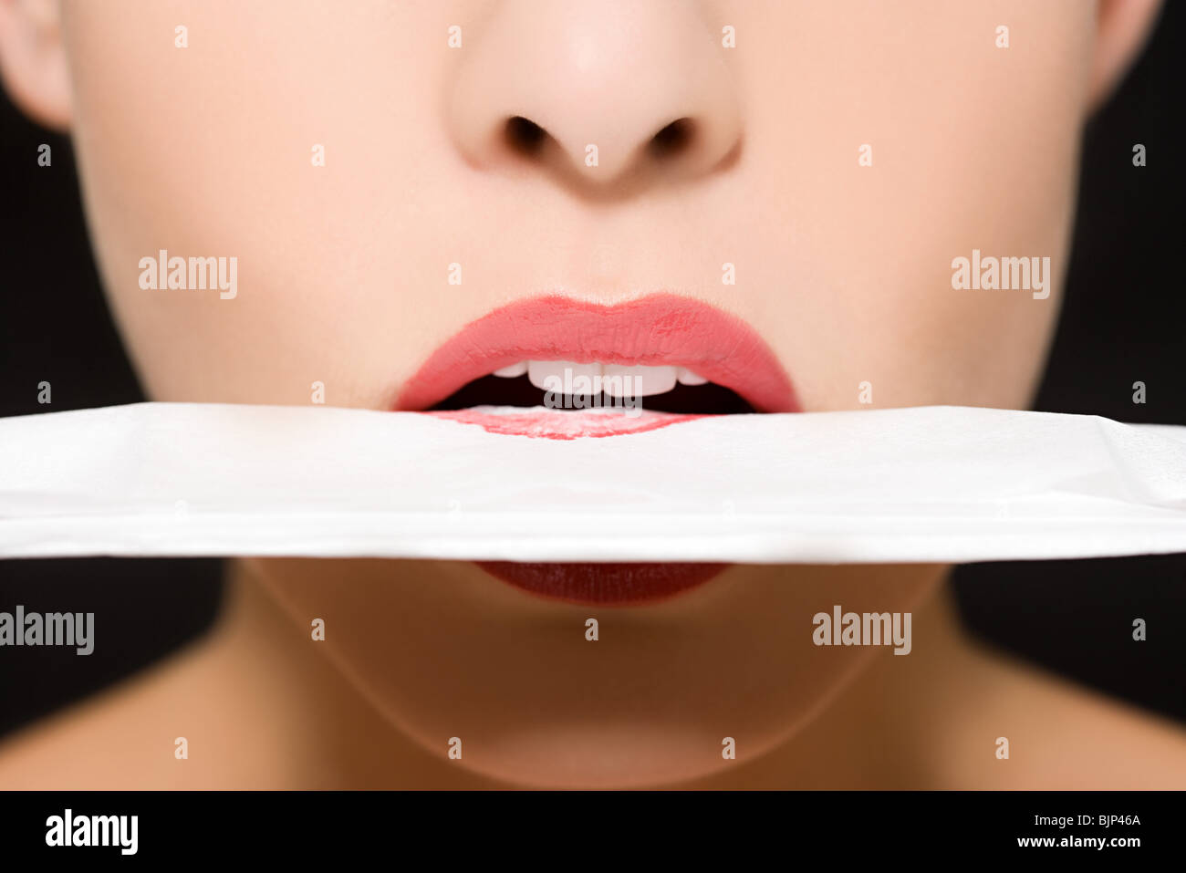 Woman blotting face hi-res stock photography and images - Alamy