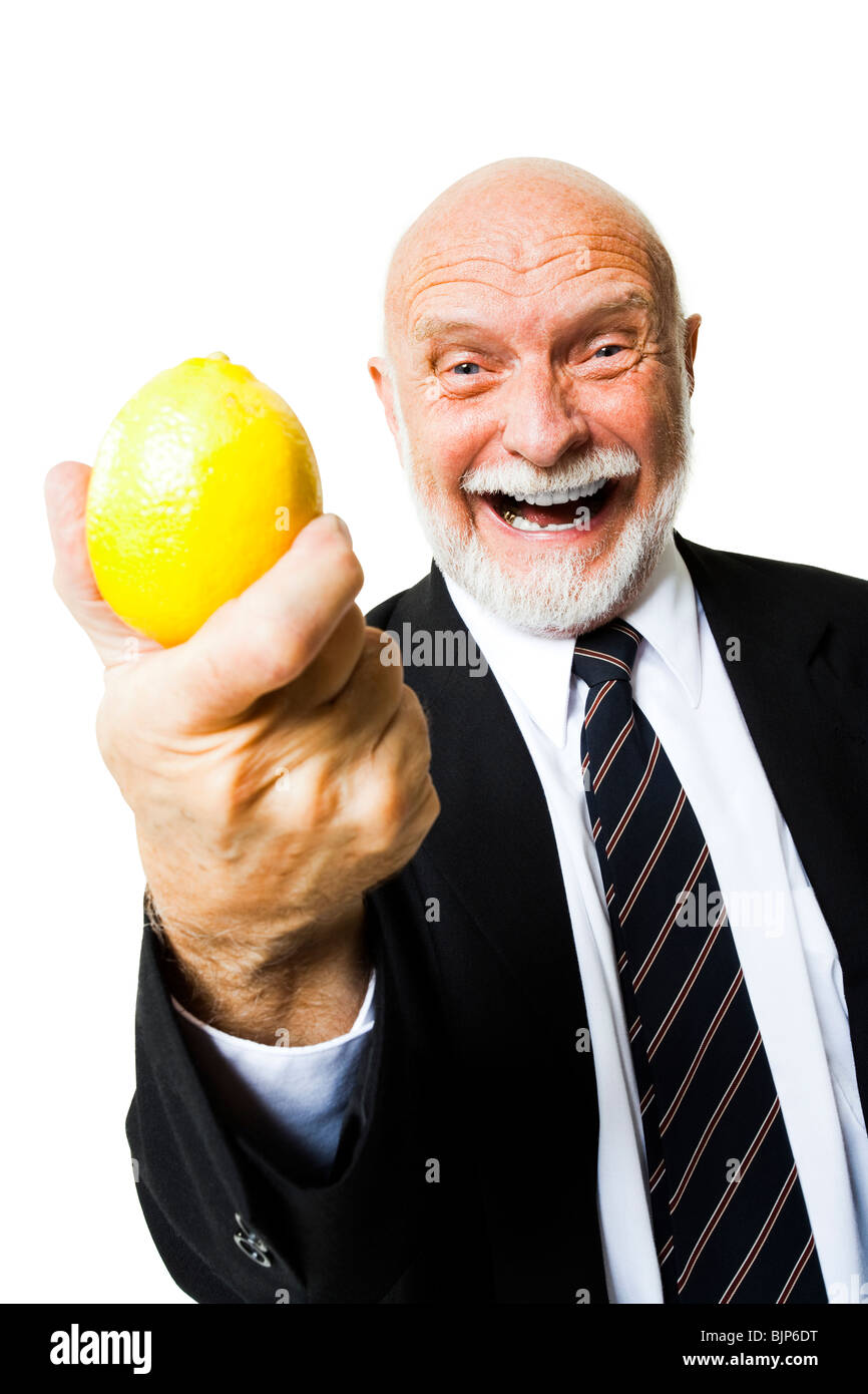Business man holding lemon Stock Photo - Alamy