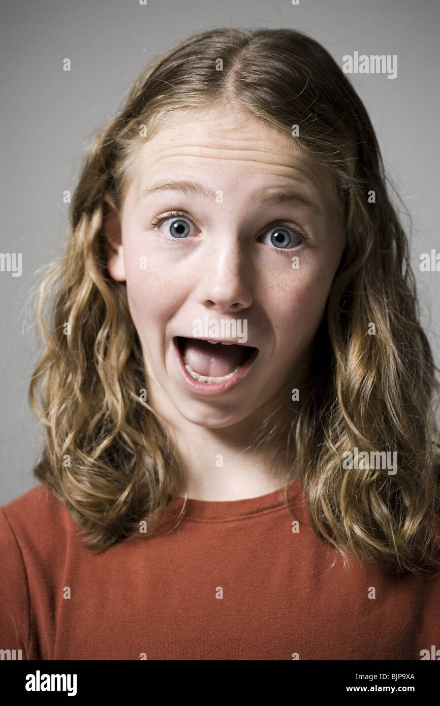 Girl making a face Stock Photo - Alamy