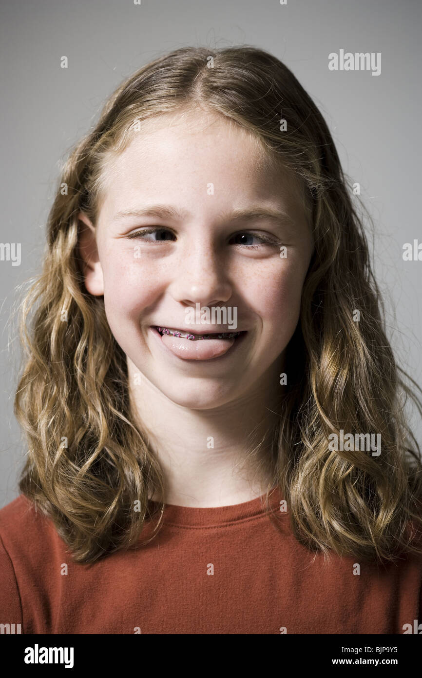 Girl making a face Stock Photo - Alamy
