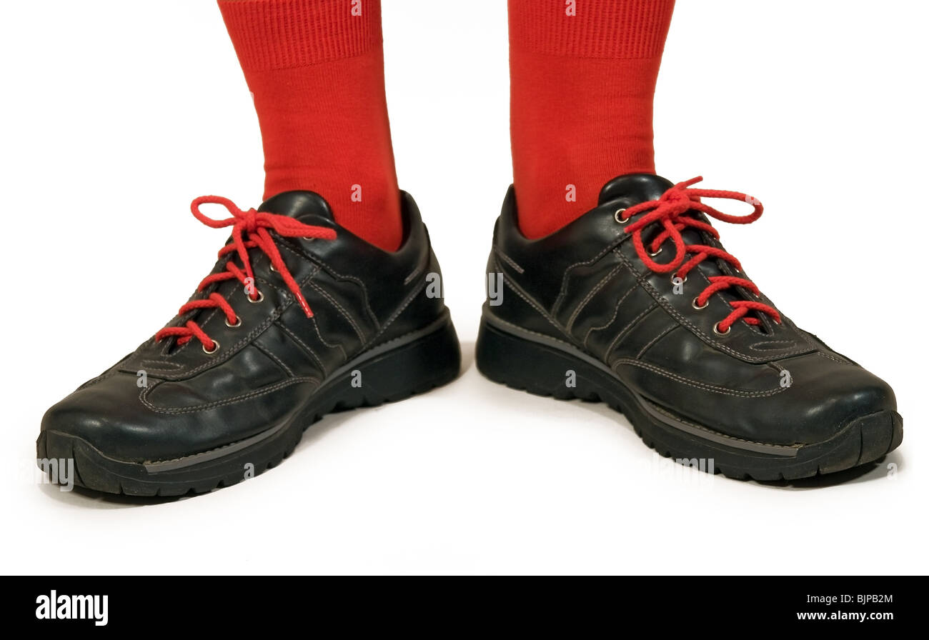 black shoes with red sock Stock Photo - Alamy
