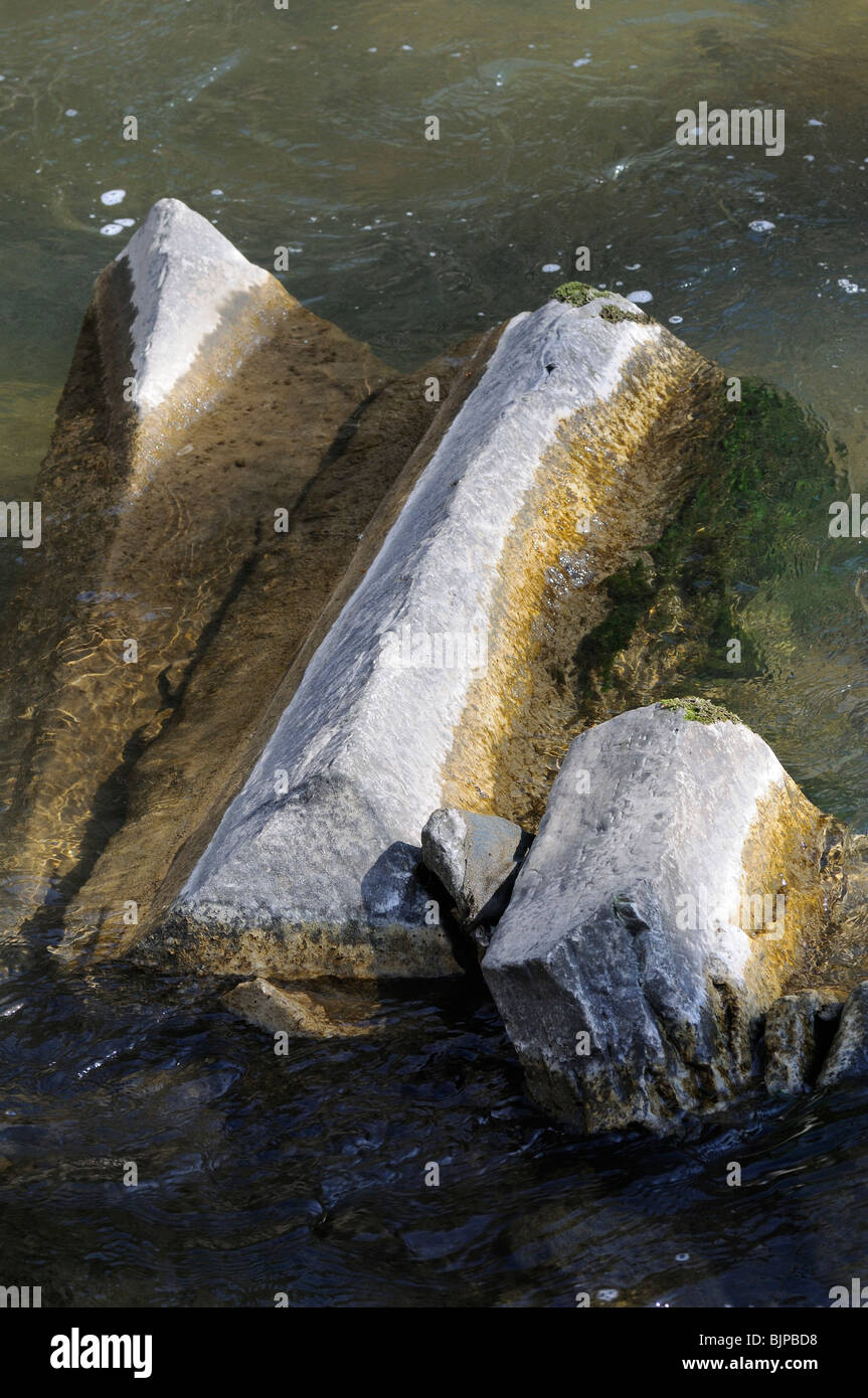 Large limestone boulders in a stream Stock Photo - Alamy