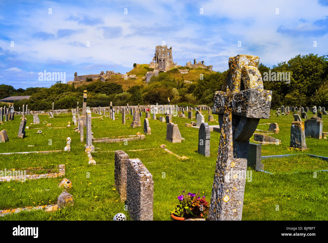 views of corfe castle vllage from the purbeck way long distance ...