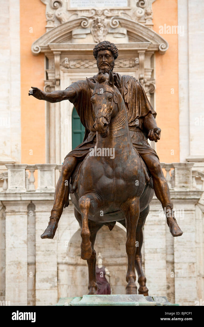 Rome, Piazza del Campidoglio (Capitoline Square), equestrian statue of ...