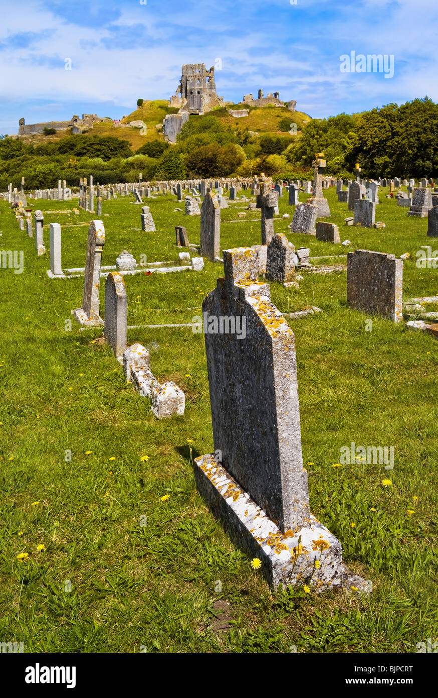 views of corfe castle vllage from the purbeck way long distance ...