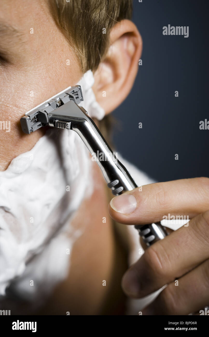 Close up of man shaving Stock Photo - Alamy