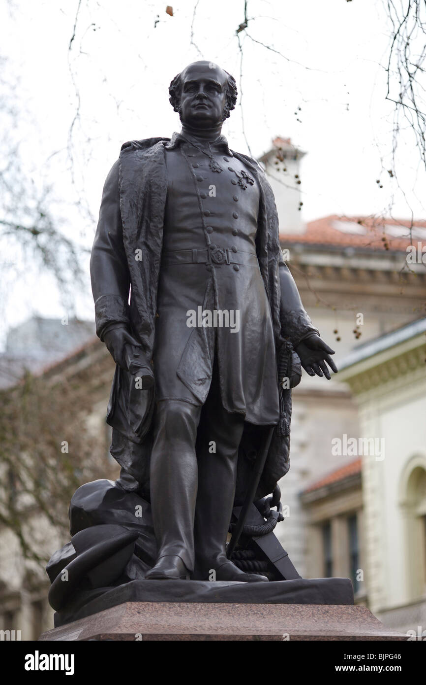 Bronze statue of Sir John Franklin the Arctic explorer who discovered ...