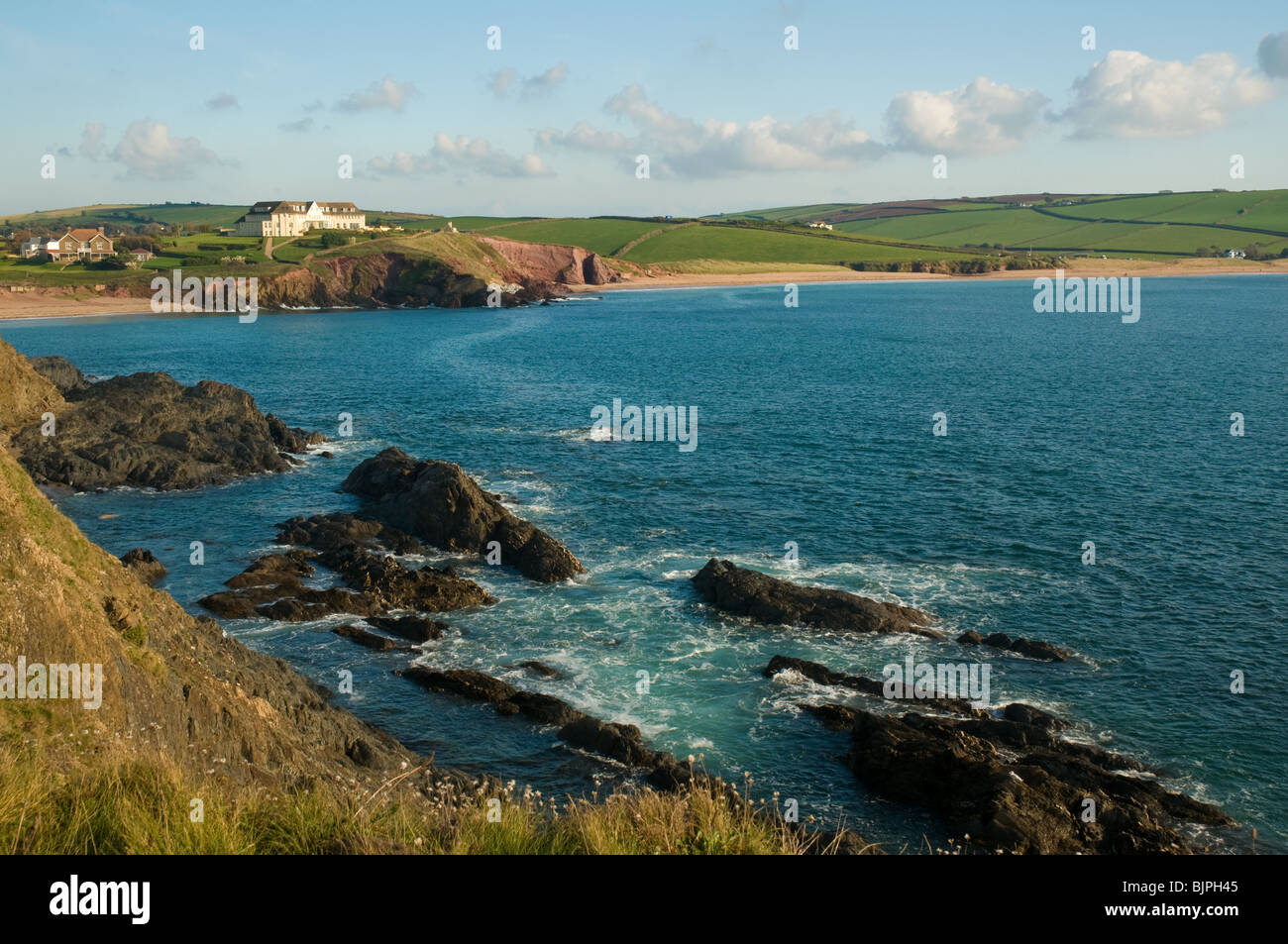 October 14th 2008. Thurlestone, Devon, England. Sea view around South ...