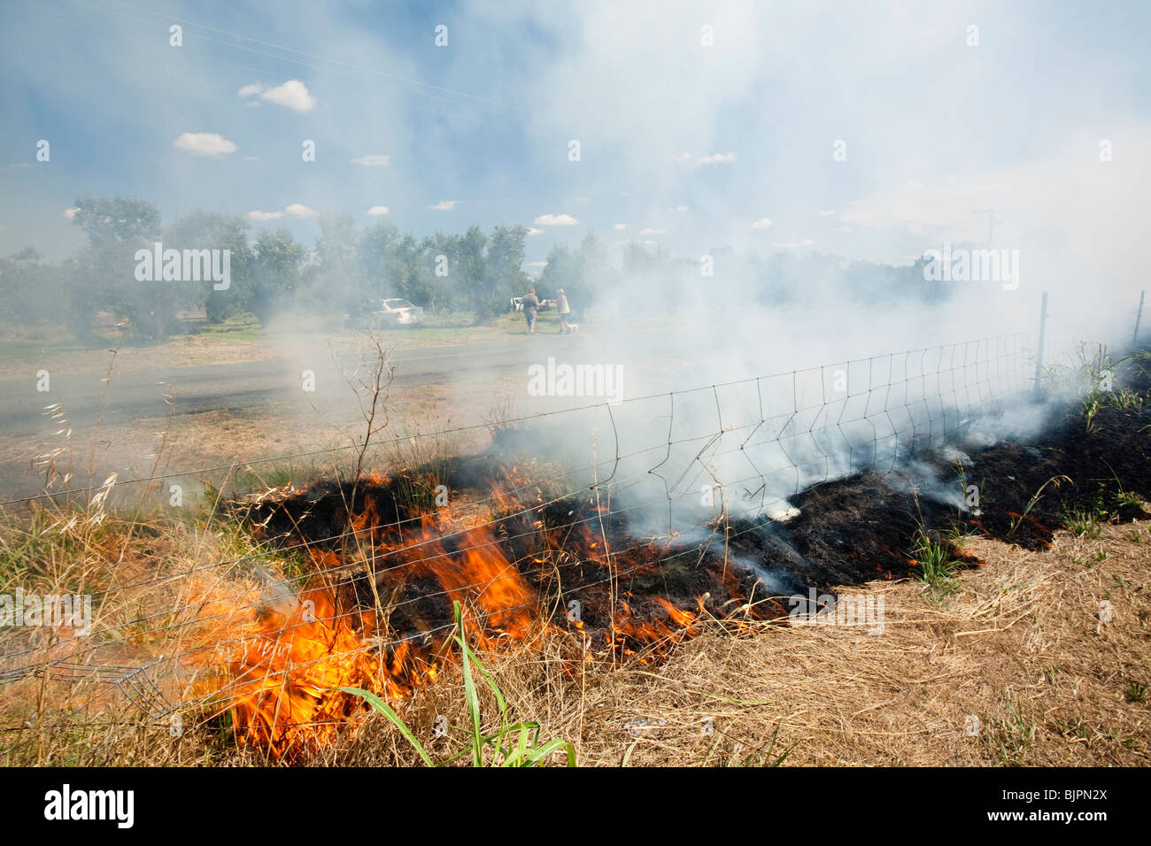 A roadside fire near Shepperton, Victoria, Australia Stock Photo - Alamy