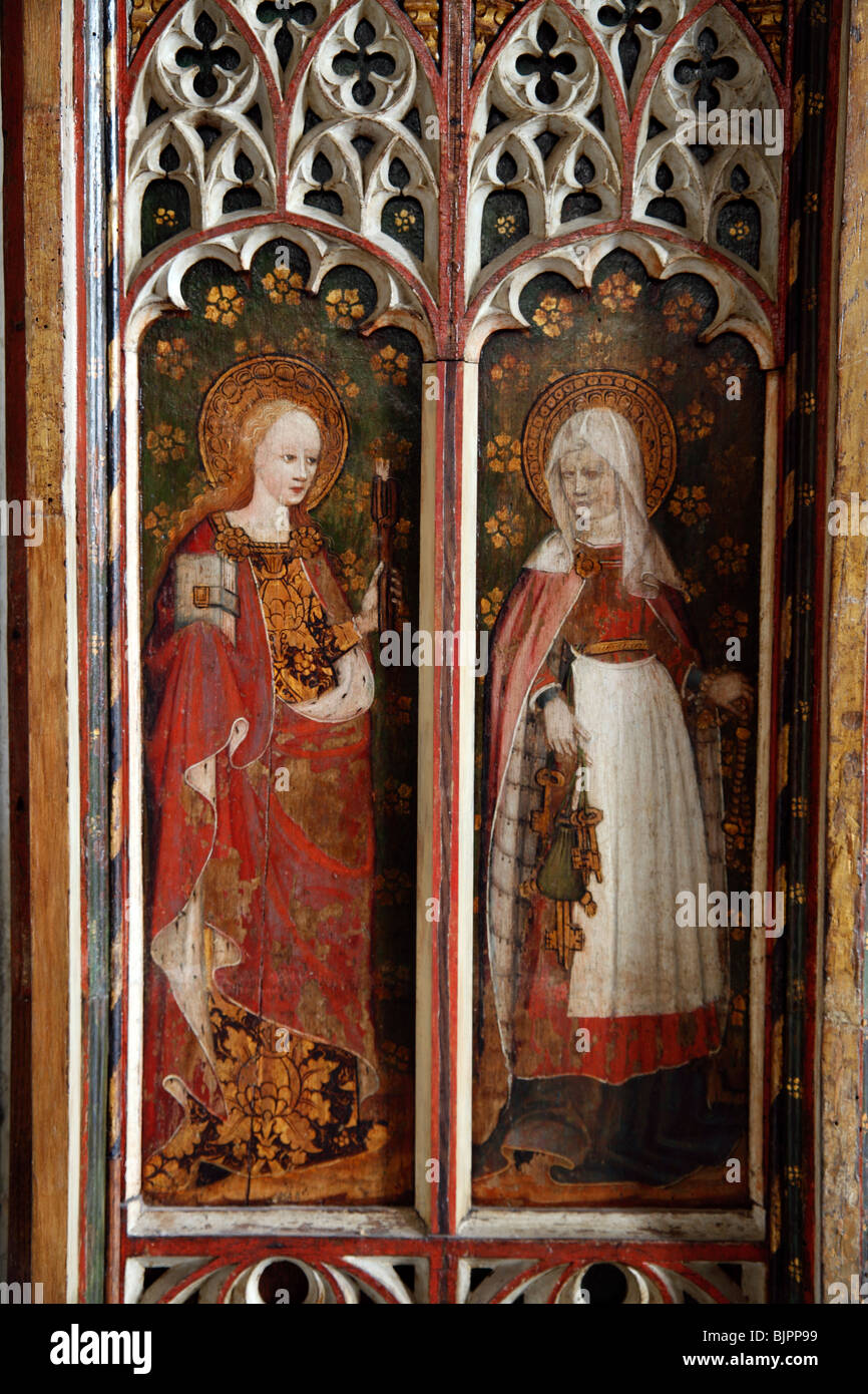 Painted Rood Screen depicting Saints Apollonia and Zitha, St Michael ...