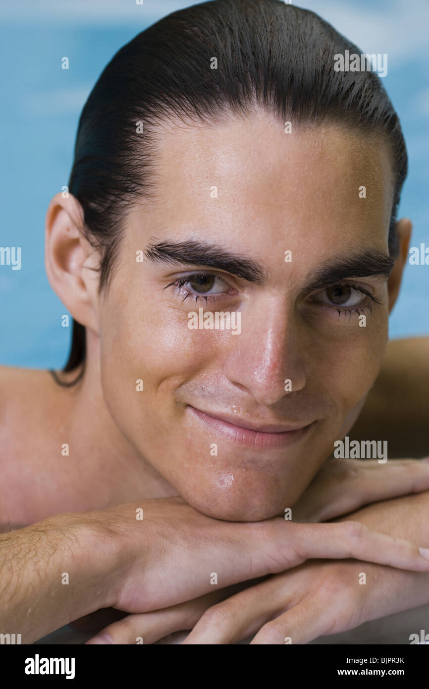 Man in pool Stock Photo - Alamy