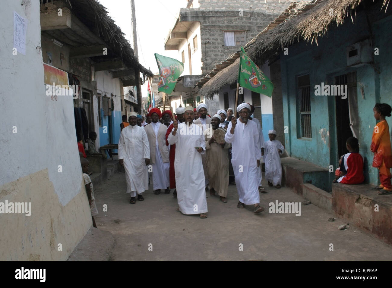 Celebrating Maulidi through the streets of Lamu Stock Photo - Alamy