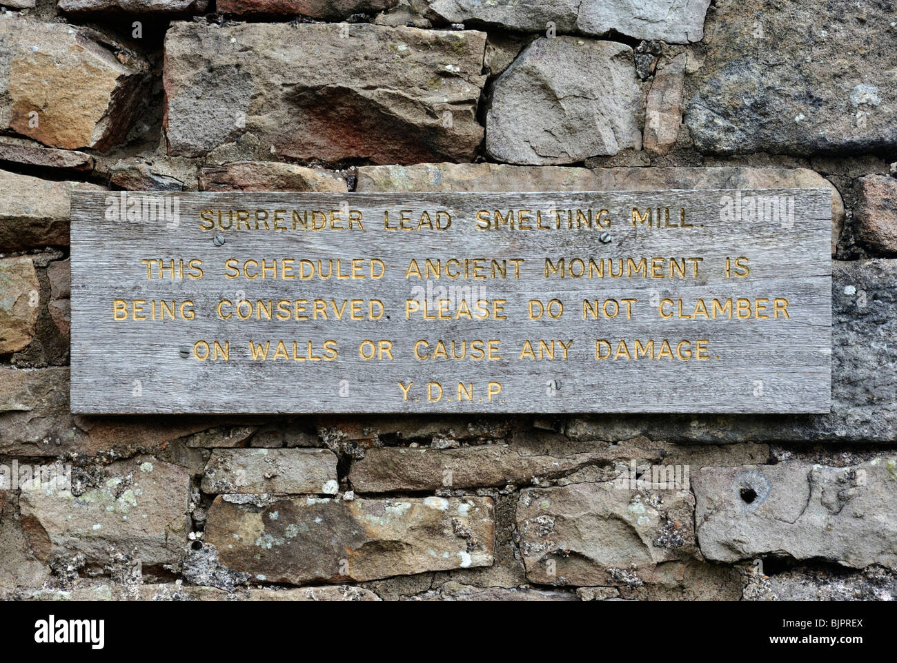 Notice board, Surrender lead smelting mill. Surrender Bridge, Swaledale ...