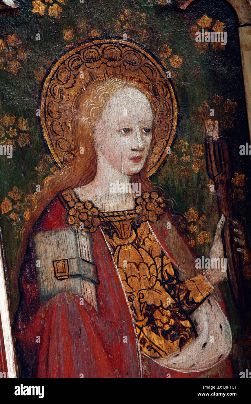 Painted Rood Screen depicting Saint Apllonia, St Michael and All Angels ...