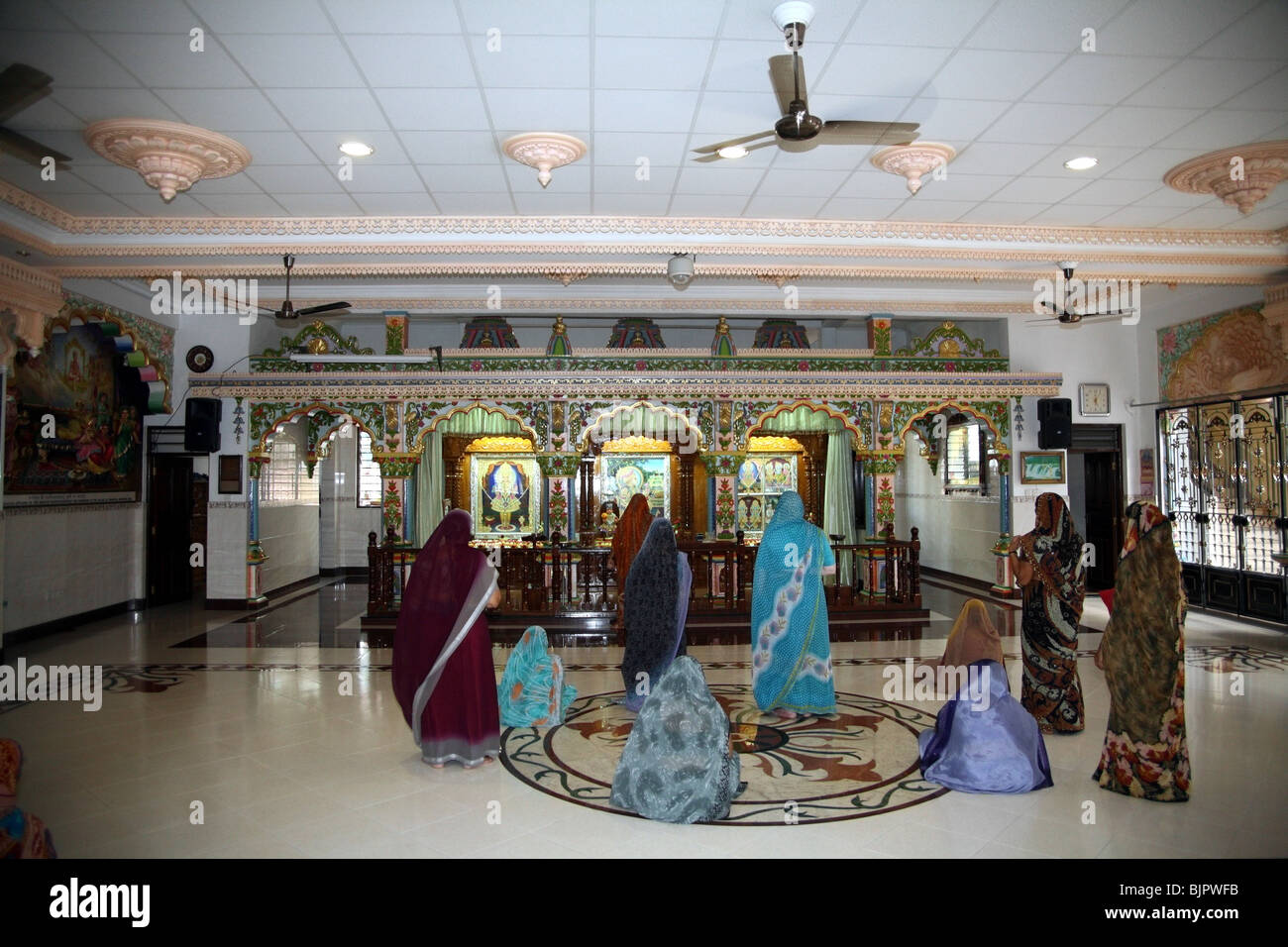 Female worshipers inside the Shree Cutch Satsang Swaminarayan Temple ...