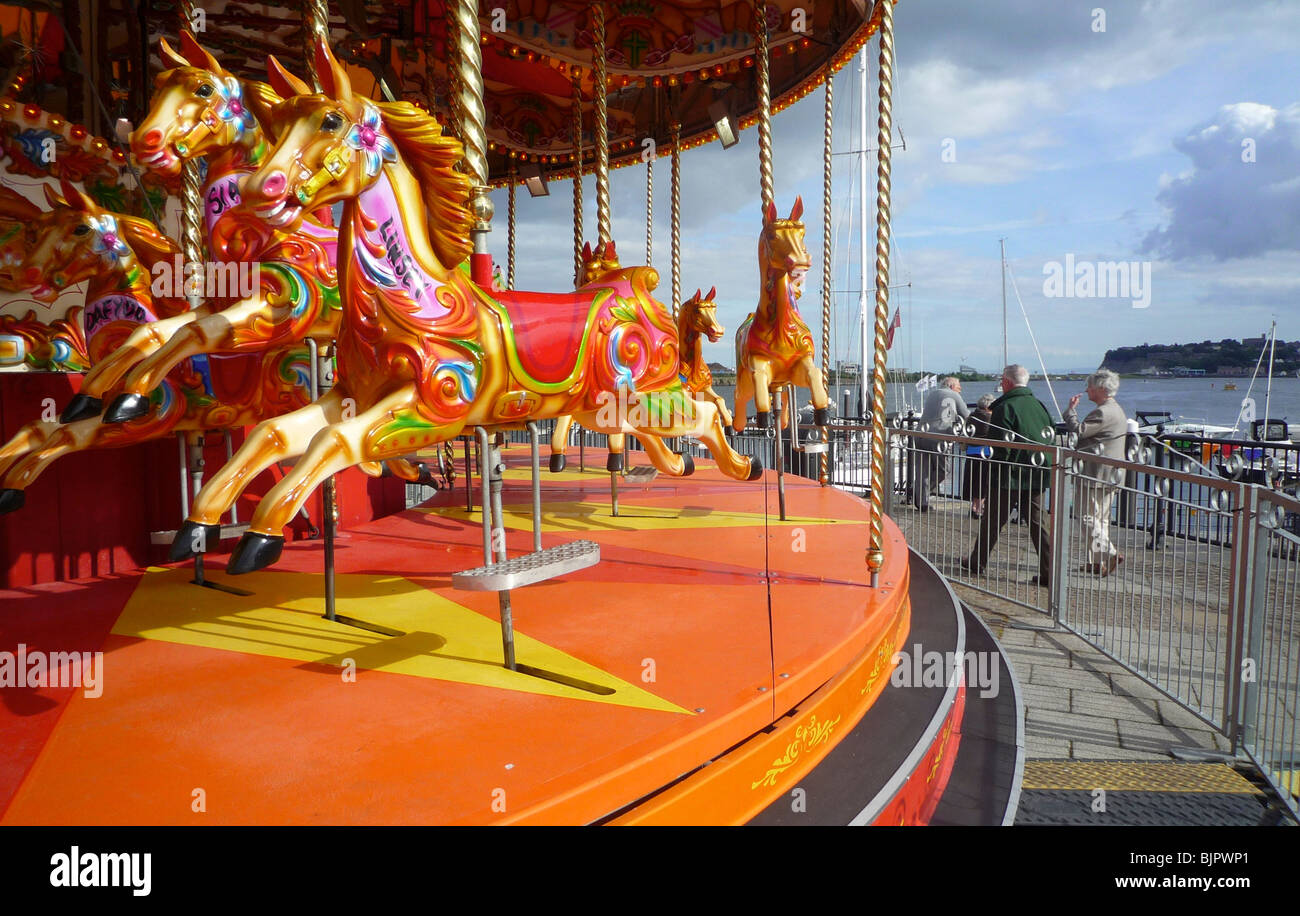 Carousel or Merry-Go-Round at Cardiff Bay, GB, UK Stock Photo - Alamy