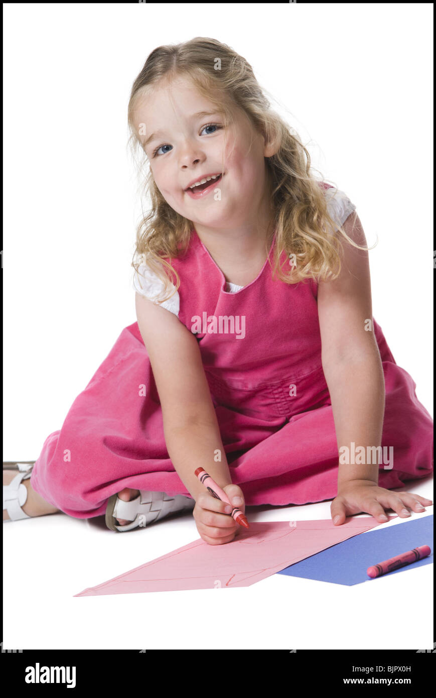 Girls coloring crayons hi-res stock photography and images - Alamy