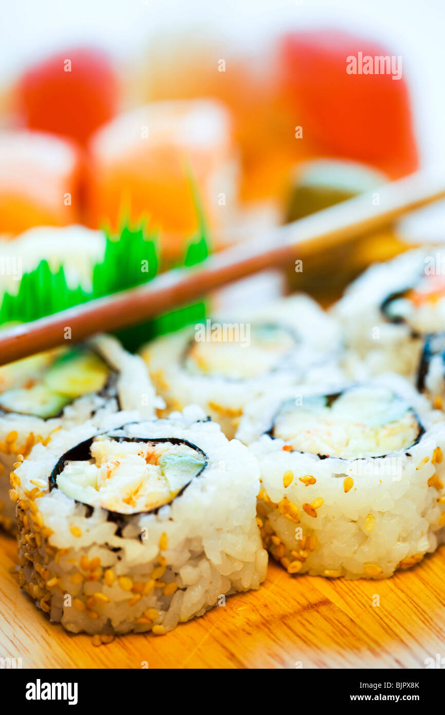 Sushi and chopsticks Stock Photo - Alamy