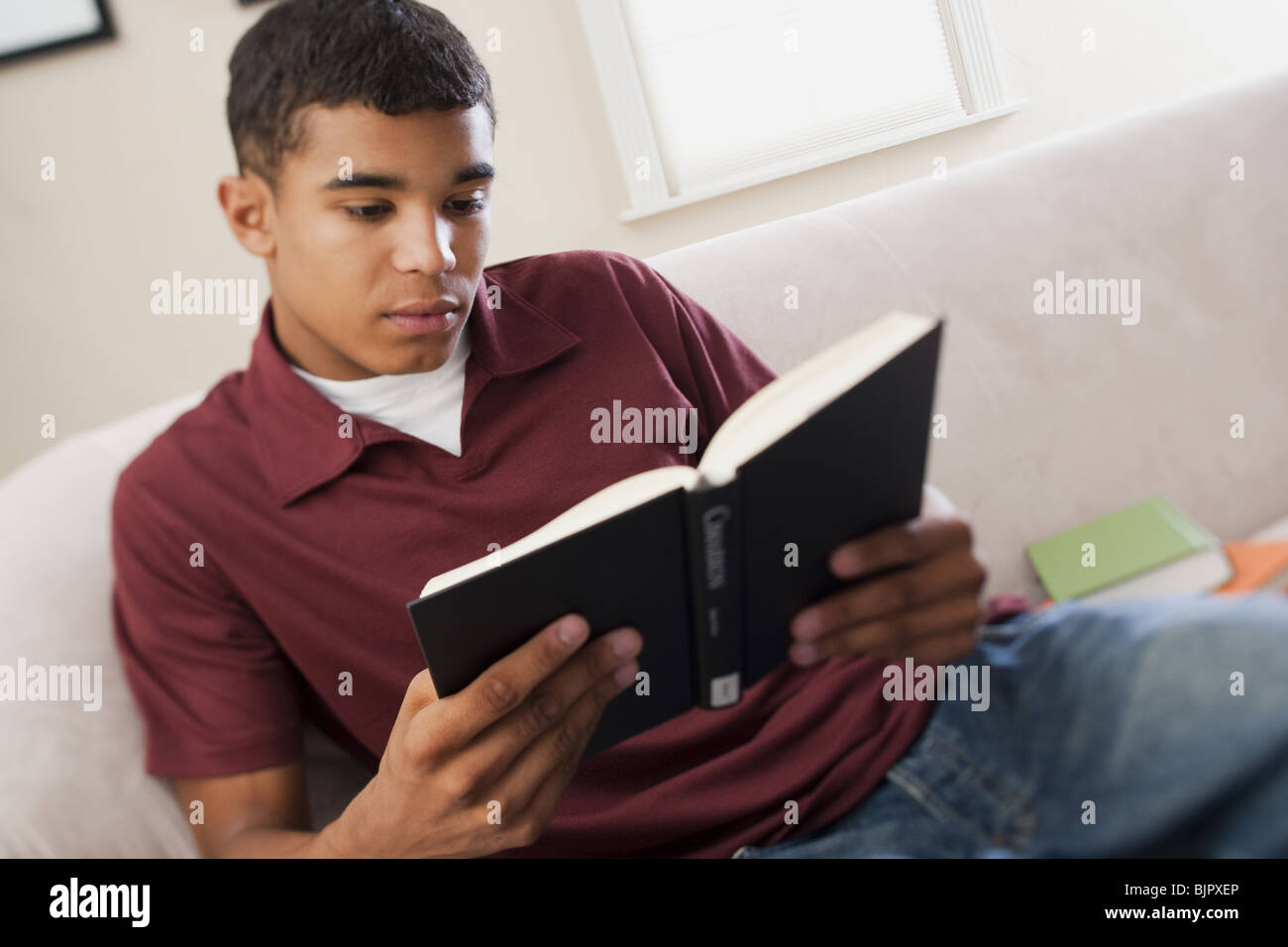 Man reading a book Stock Photo - Alamy