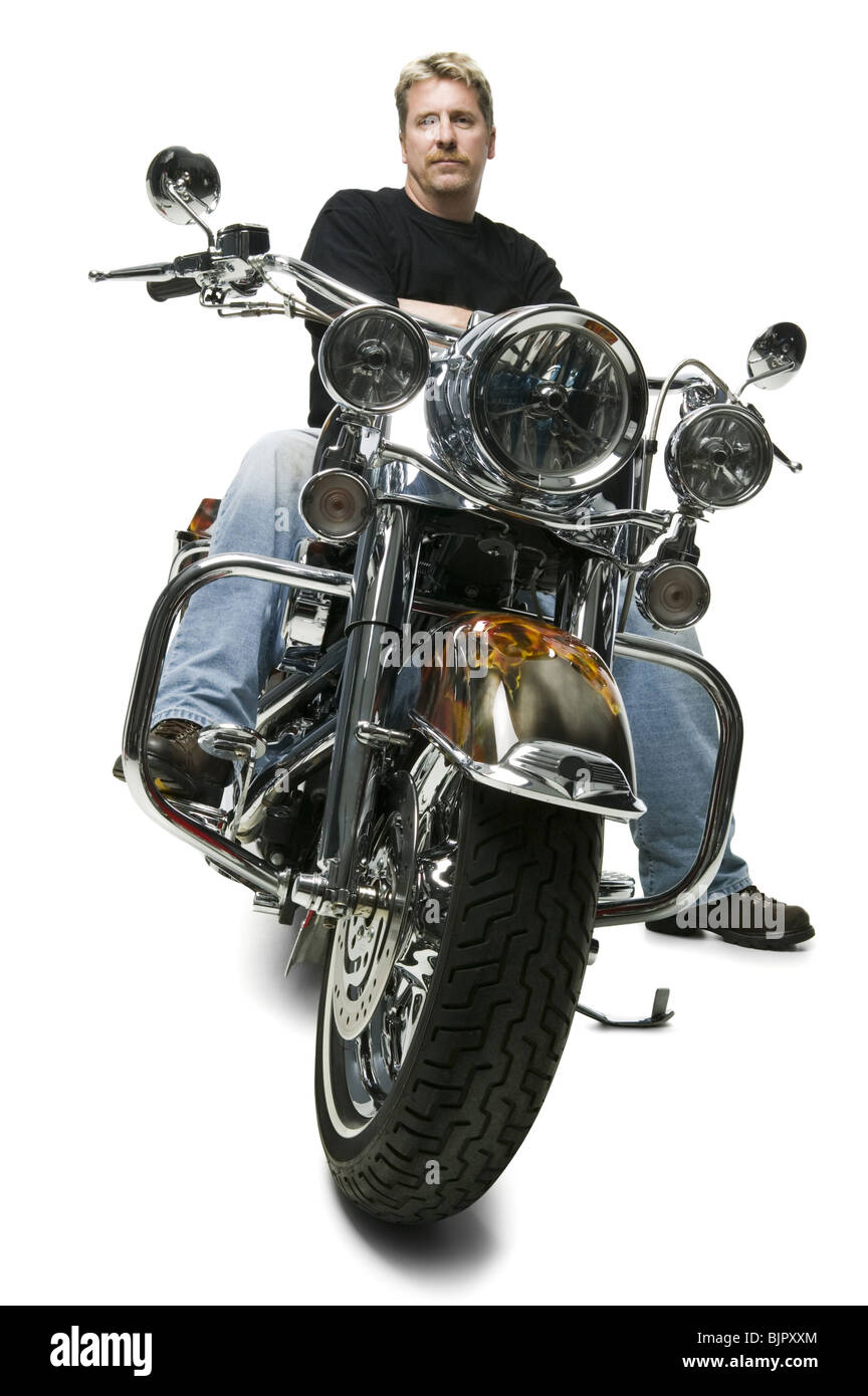 Silhouette of motor bike rider hi-res stock photography and images - Alamy