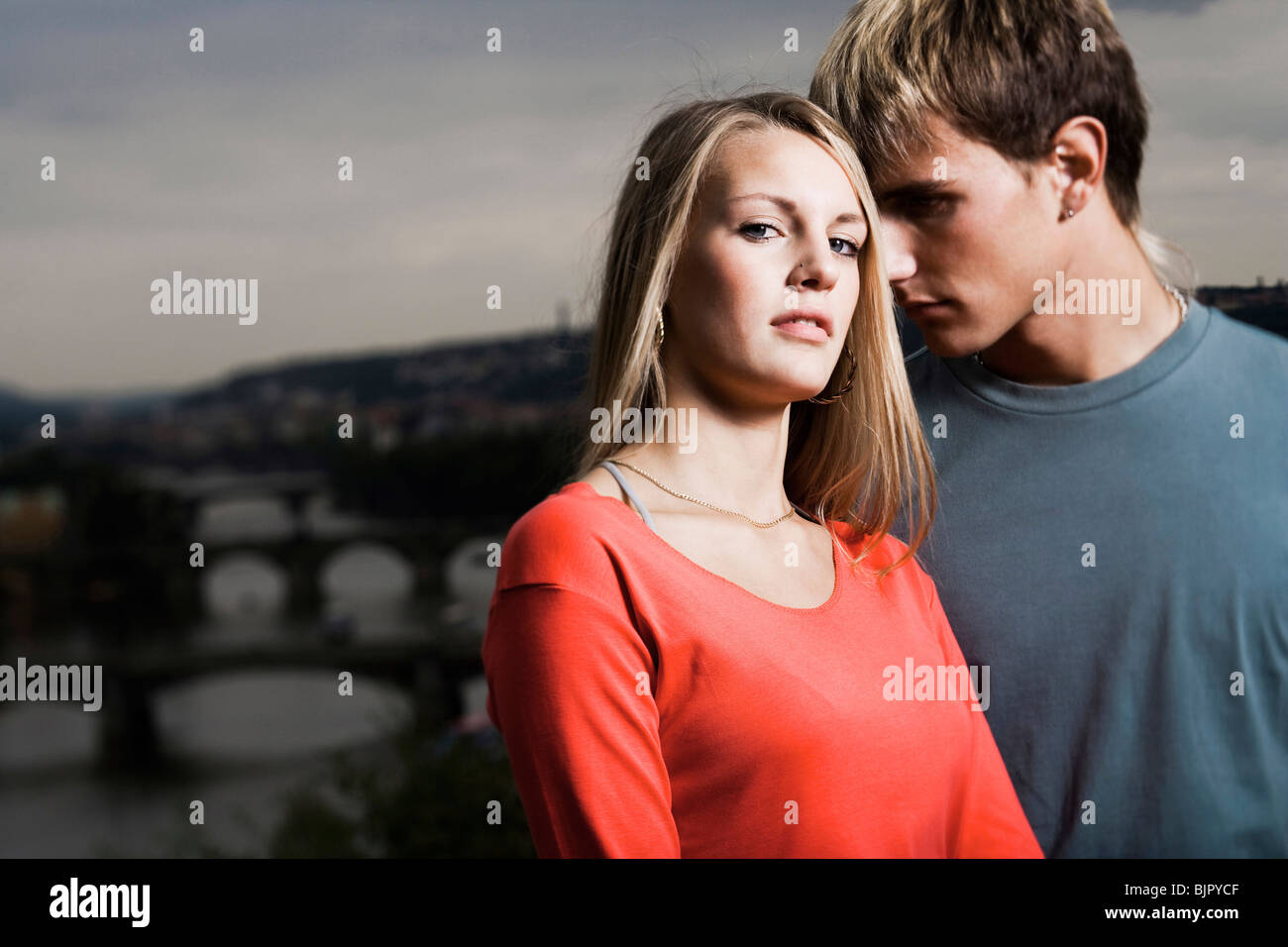 Couple outside at night Stock Photo - Alamy