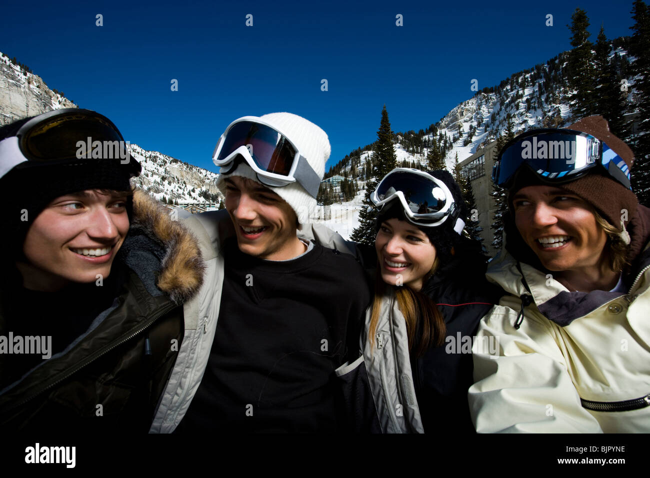 Four friend friends group groups together togetherness hi-res stock ...