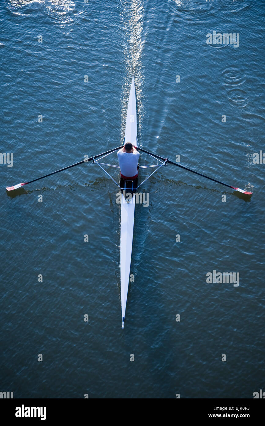 Man rowing in Florence Italy Stock Photo - Alamy