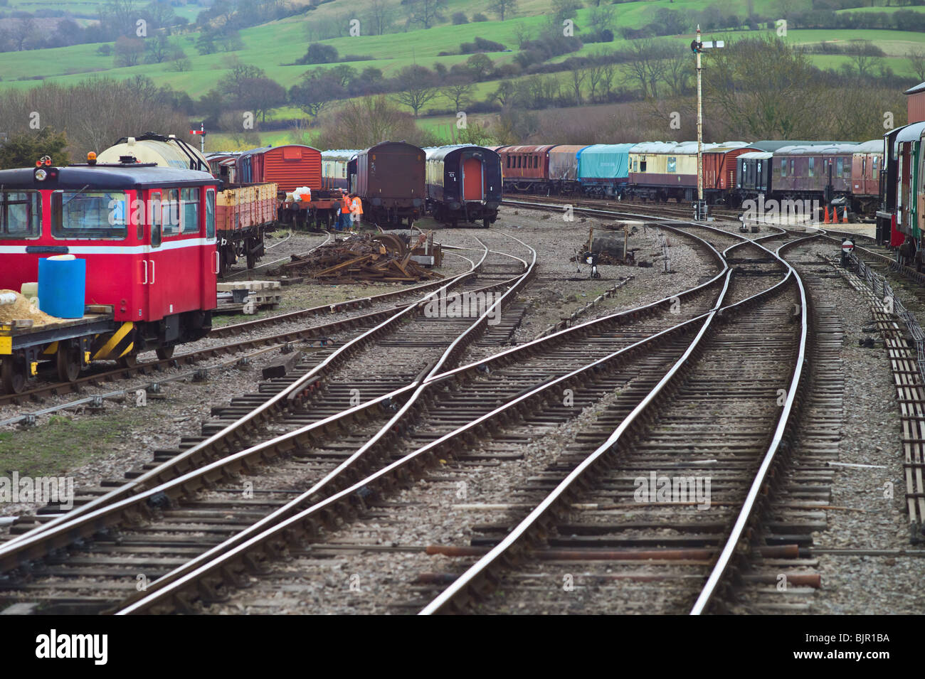 A station on a railway line in the countryside Stock Photo - Alamy
