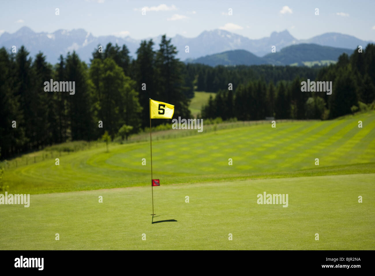 Golf hole number five Stock Photo - Alamy