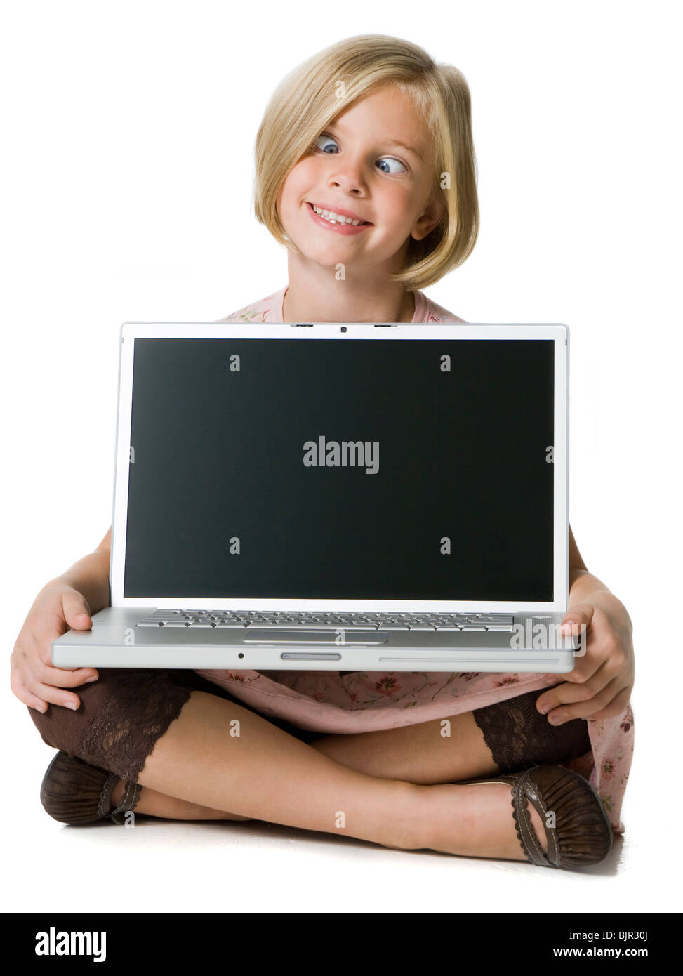 girl holding a laptop computer Stock Photo - Alamy