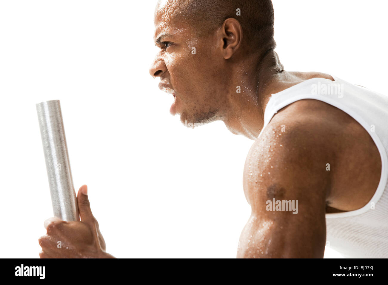 Man running with relay baton Stock Photo - Alamy
