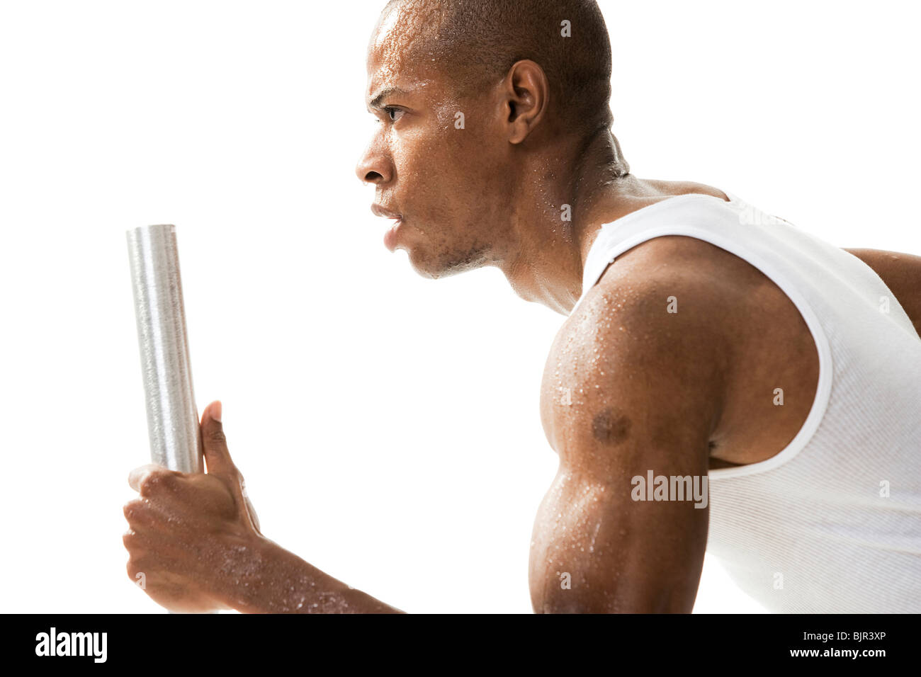 Man running with relay baton Stock Photo - Alamy