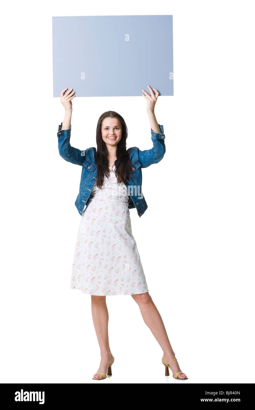 Teenage girl with blank sign Stock Photo - Alamy