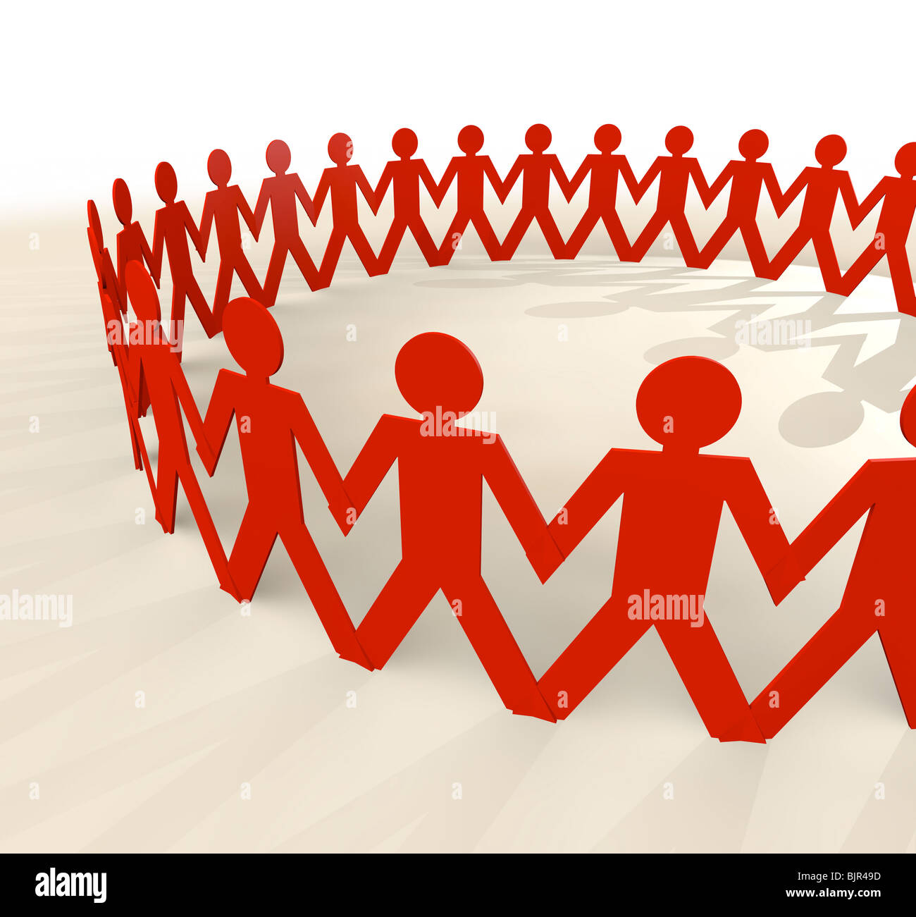 close up of a paper chain men concept in red Stock Photo - Alamy