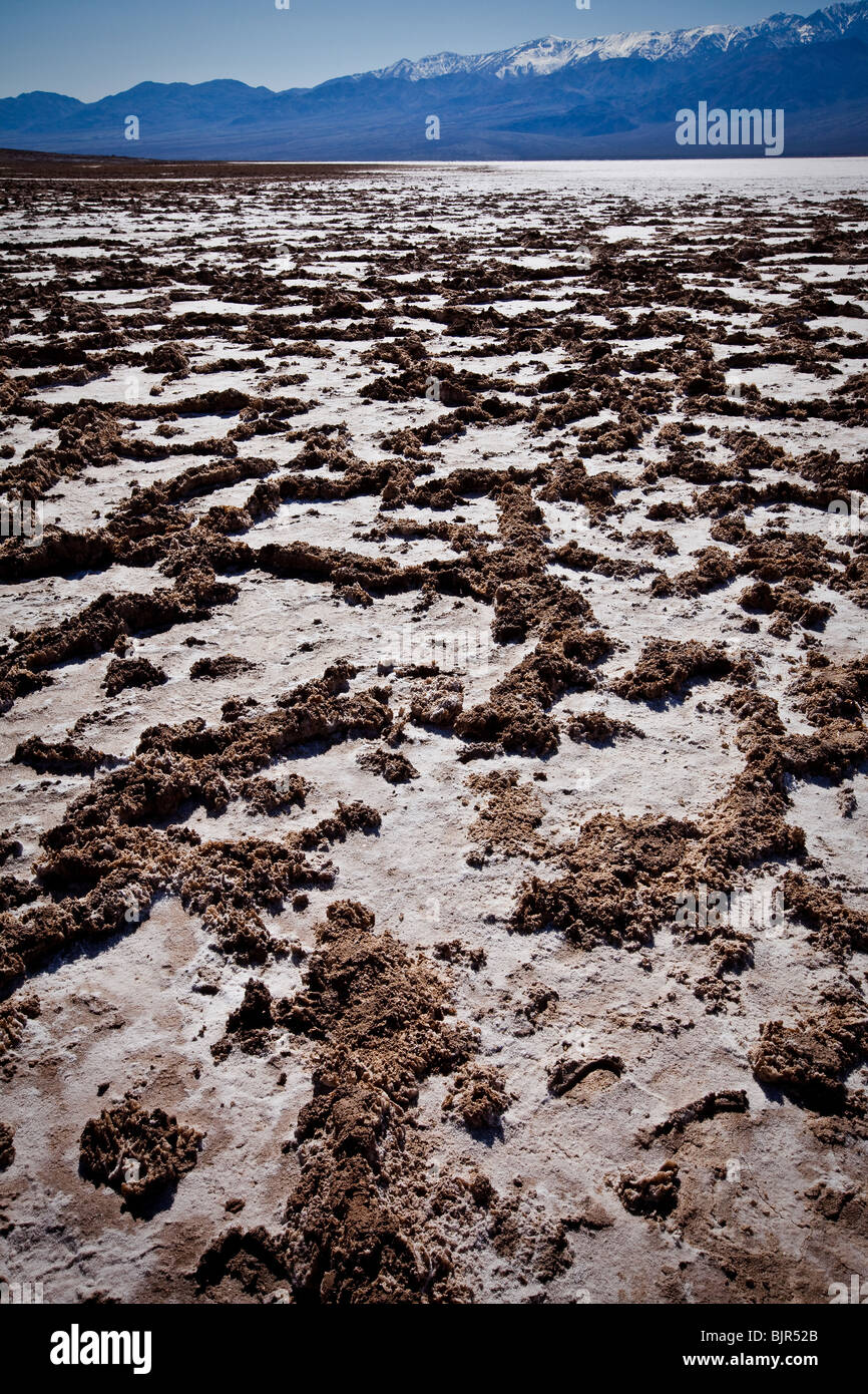 Dried salt deposits at Badwater Basin, the lowest point on earth in ...