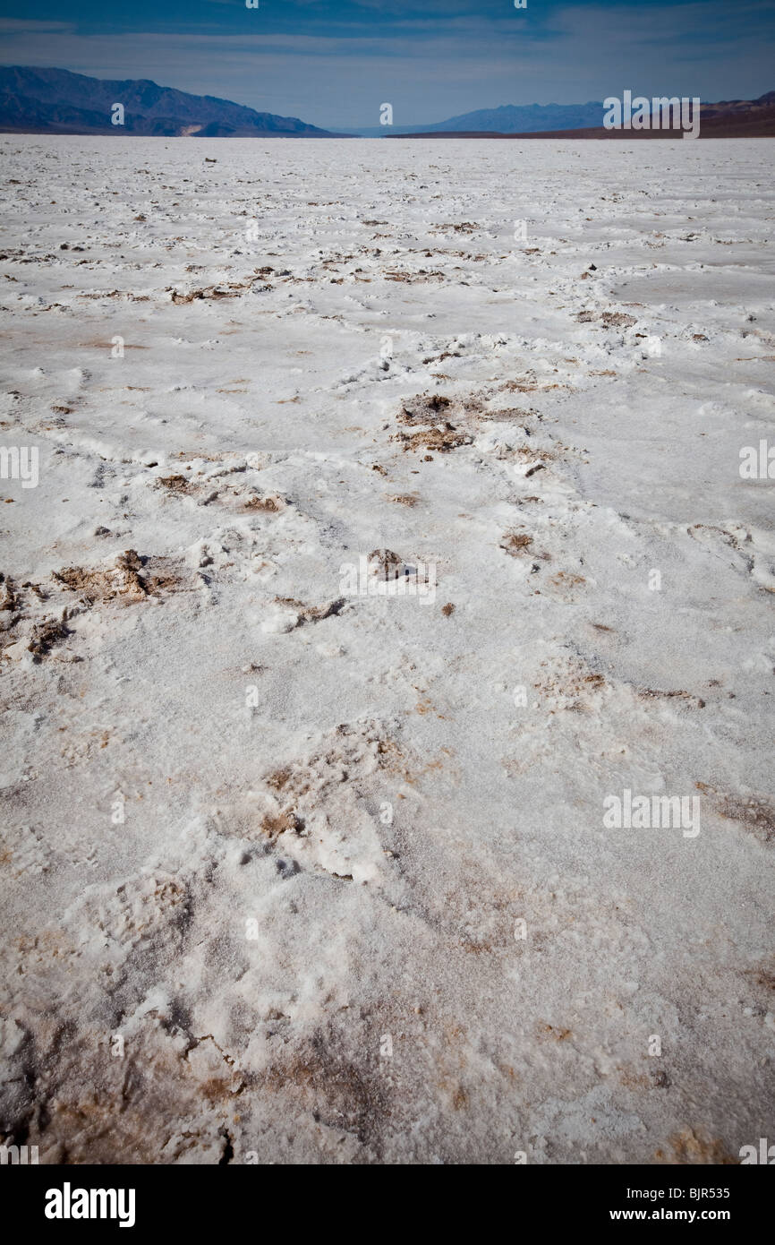 Dried salt deposits at Badwater Basin, the lowest point on earth in ...