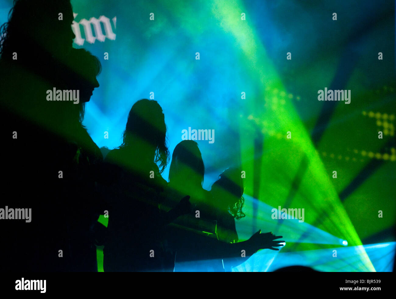 Coco Bongo Show & Disco Night Club, Siloutte of customers dancing ...