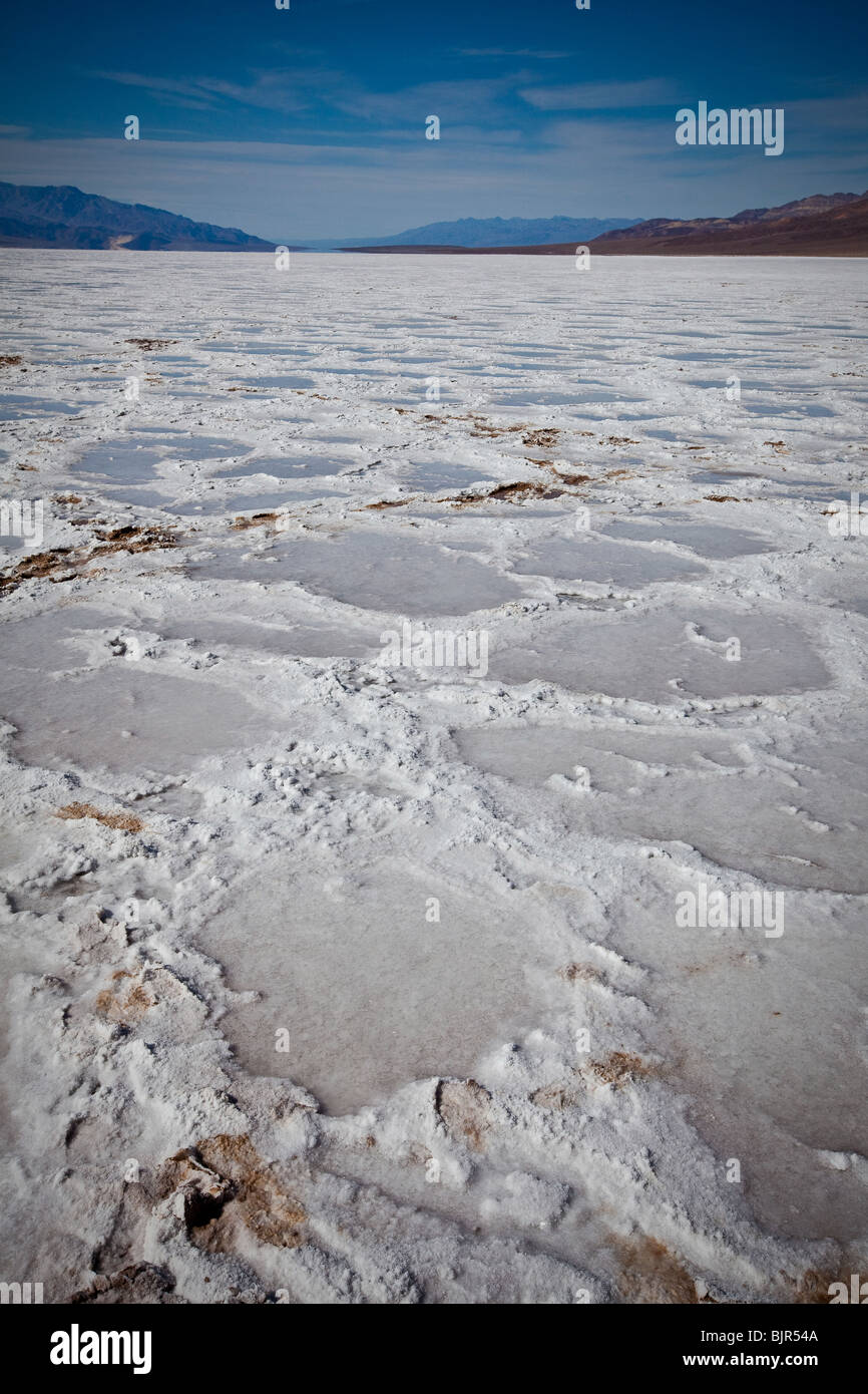 Dried salt deposits at Badwater Basin, the lowest point on earth in ...